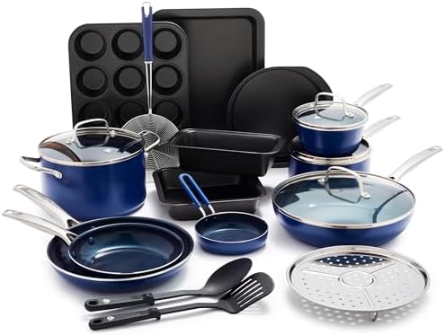 Amazon.com: Blue Diamond 20 Piece Nonstick Cookware Set, Diamond ...