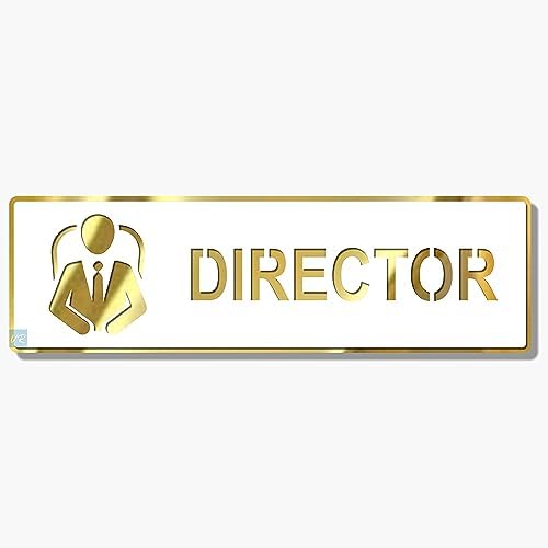 Vertical Root Inc® Premium WHITE GOLD Finish Acrylic DIRECTOR DOOR Sign ...
