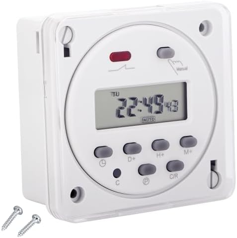 7 Day Programmable Timer Relay Digital Timer Switch Heavy Duty THC15A16 ...