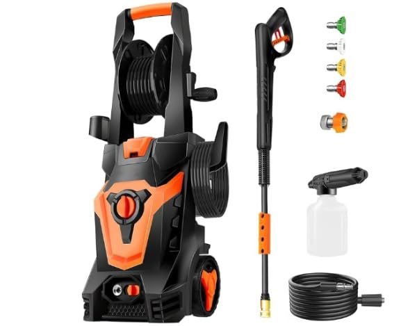 Amazon.com : PowRyte Electric Pressure Washer with Hose Reel, Foam ...