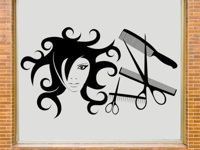 Amazon.com: Large Hair Salon Shop Window Decal Wall Art Sticker -HD1 ...