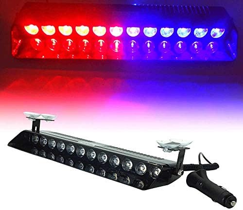 Amooca 12 LED Red Blue Flasher Strobe Light with 14 Flashing Modes ...