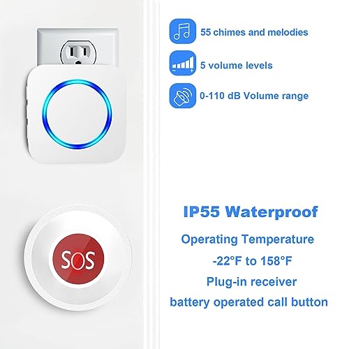 Snapklik.com : Wireless Caregiver Pager Nurse Alert System 1000ft Long ...