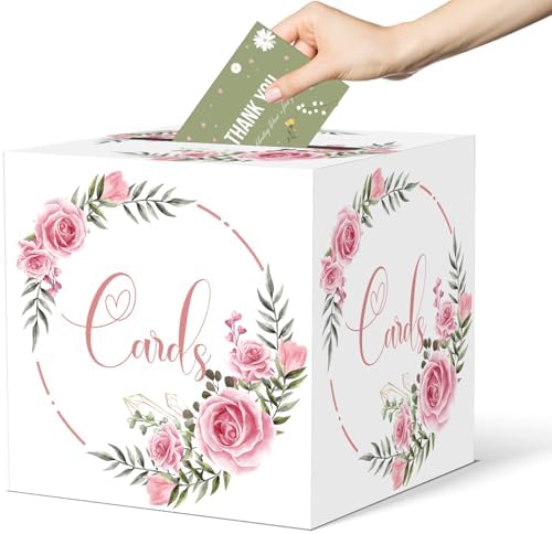 Amazon.com: Watercolor Greenery and Floral Card Box Wedding Card Box ...