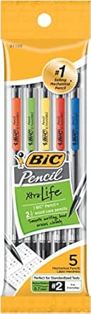 Bic Xtra-Life Lot de 5 porte-mines, corps transparent, pointe moyenne ...