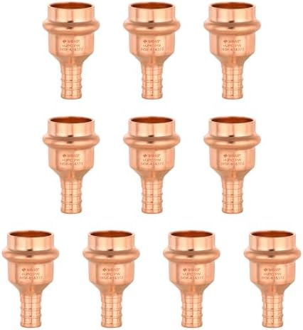 (Pack of 10) EFIELD 3/4 inch Copper Press X 1/2 inch PEX Crimp Coupling ...