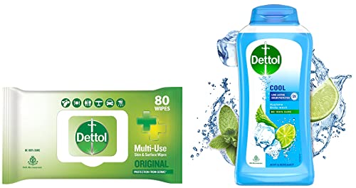 Dettol Disinfectant Sanitizer Wet Wipes for Skin & Surfaces & Body Wash ...