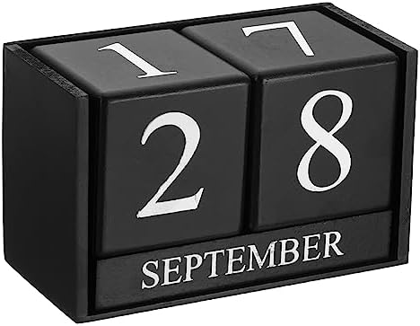 Amazon.com : PATIKIL Vintage Wood Block Perpetual Calendar, Reusable ...