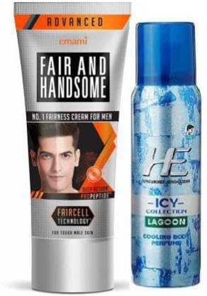 EMAMI i Fair & Handsome No.1 Fairness Cream For Men 60g (60g) & HE Ice ...