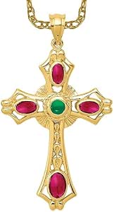 Amazon.com: IceCarats 14K Solid Yellow Gold Red Ruby Green Emerald ...