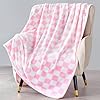 Amazon.com: Edenleaf Pink Checkered Blanket, Ultra Soft Fleece ...