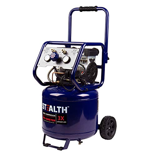 Stealth 12 Gallon Ultra Quiet Air Compressor, 1.5 HP Oil-Free Peak 150 ...