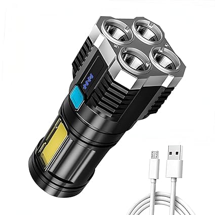 ASHTAAPAD 4-core Super Bright Flashlight LED Torch Strong Light USB ...