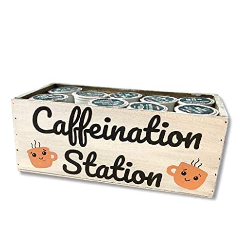 Amazon.com: Caffeination Station, Coffee Tea Bar Organizer, Wood ...