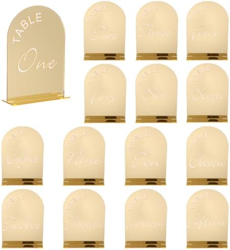 Amazon.com: uxcell 15pcs Gold Mirrored Arch Acrylic Sign with Stand, 5 ...