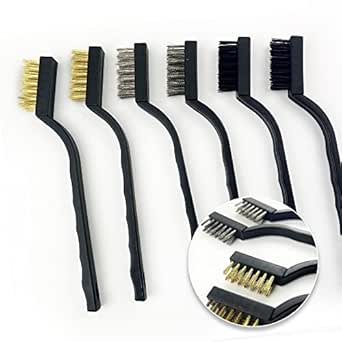 BRAVE TOOLS 6 PIECE SMALL WIRE BRUSHES SET STEEL BRASS NYLON BRUSH ...
