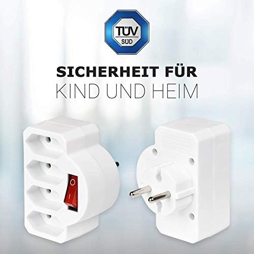 HEITECH 4 Fach Steckdosenadapter mit Schalter TÜV geprüft ...