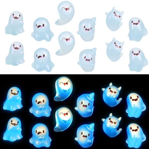 Amazon.com: Liliful Luminous Mini Resin Ghost Cute Miniature Ghost ...