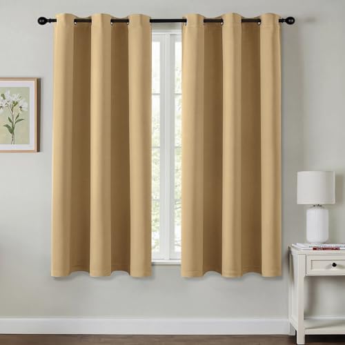 Amazon.com: MIULEE Gold Blackout Curtains for Bedroom Living Room 54 ...