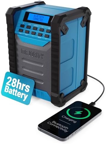 Portable Work Radio DAB | Rechargeable (12V 2A plug) Internal 10,000mAh ...