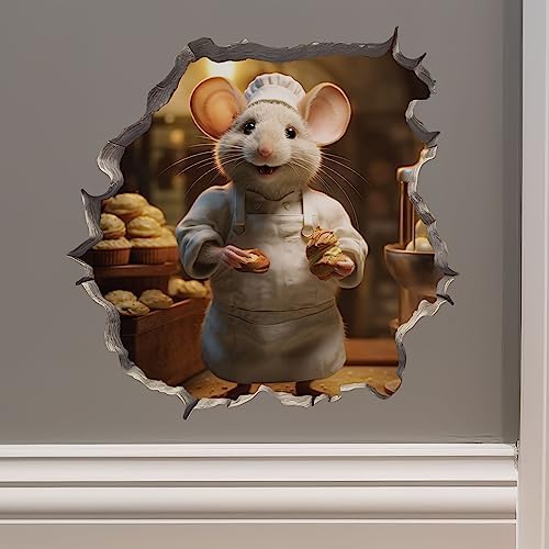 Amazon.com: Chef Mouse in a Mouse Hole Decal - Mouse Hole 3D Wall ...