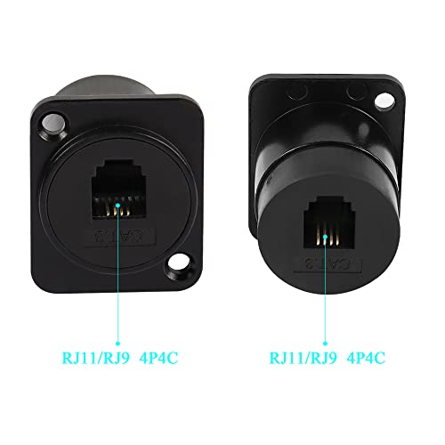 QIANRENON RJ11/RJ9 4P4C Panel Mount Feed-Through Connector CAT3 RJ9 ...