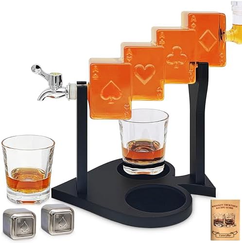 Amazon.com | Poker Whiskey Decanter Sets for Men, 27oz Whiskey Decanter ...
