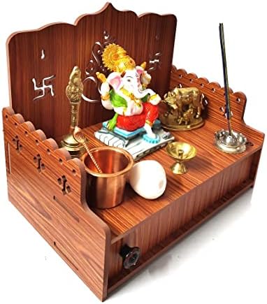 GROSSē Wooden Temple Wall Mounted Hanging Table top Pooja Mandir God ...