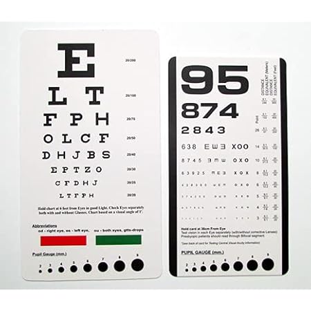 Amazon.com: 2 Pack Pocket Eye Chart, 2 in 1 Snellen Eye Chart 6 Feet ...