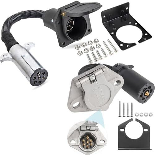 Amazon.com: 7 Pin Round to 7 Pin RV Trailer Adapter SAE J560 with ...