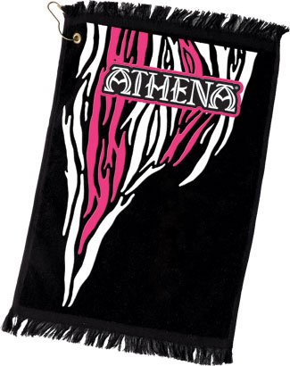 Athena Zebra Pool Billiards Hand Towel with Pink and White Zebra Print ...
