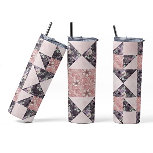 Amazon.com: Quilt Pattern Skinny Tumbler - 20 oz. Tumbler with a faux ...