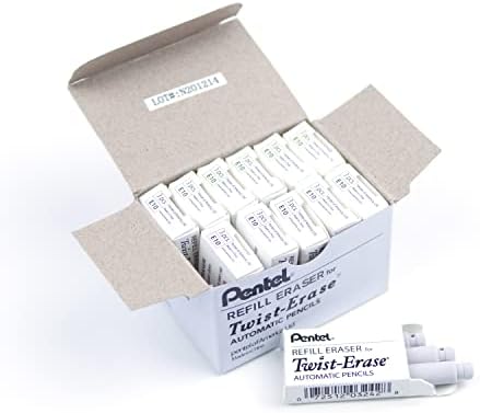 Pentel Refill Erasers for Mechanical Pencils, Box of 12