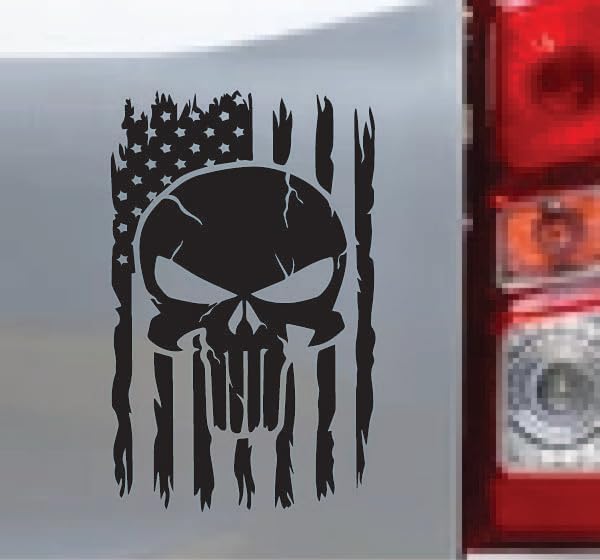 Amazon.com - American Flag Skull Decal Vinyl Sticker for Car Truck ...