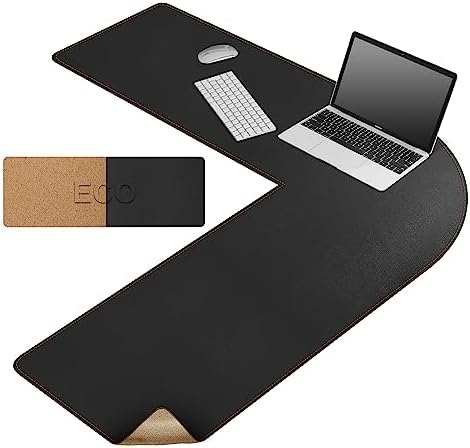 Amazon.com : MAIDERN 43.3 Inch L Shaped Corner Desk Mat, Cork & Leather ...