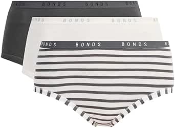 Bonds 3 Pairs X Womens Cottontail Full Brief Underwear White/Charcoal ...