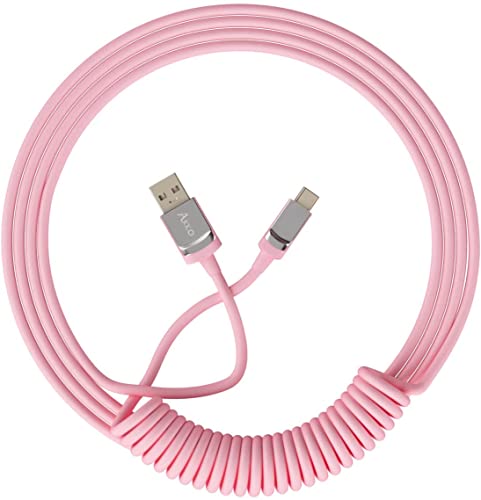 Akko Coiled Cable, USB A to Type C, 1.5 m TPU Coiled Cable with Zinc ...