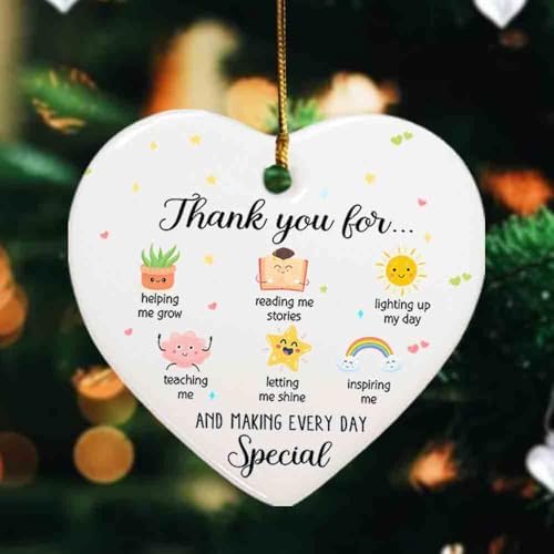 Amazon.com: Thank You Teacher Ornament 2025 – Heart Shaped Ceramic ...