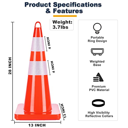 Snapklik.com : Upgraded Traffic Cones 28 Inch, 12 Pack CRAFTFORCE ...