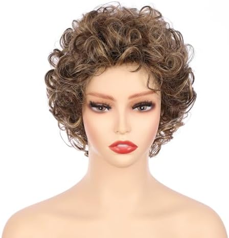 Amazon.com : Miz Barn Curly Wavy Short Bob Wig For White Women With ...