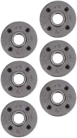 PIPE DECOR 2" Malleable Iron Floor Flange 4 Pack, Industrial Steel Grey ...