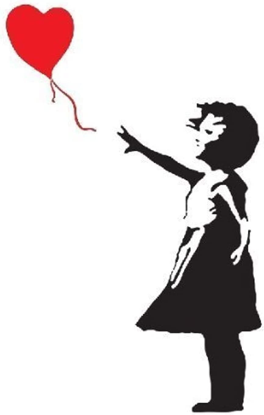 BANKSY GIRL WITH HEART BALLOON VINYL WALL ART DECAL STICKER 56X29 cm ...