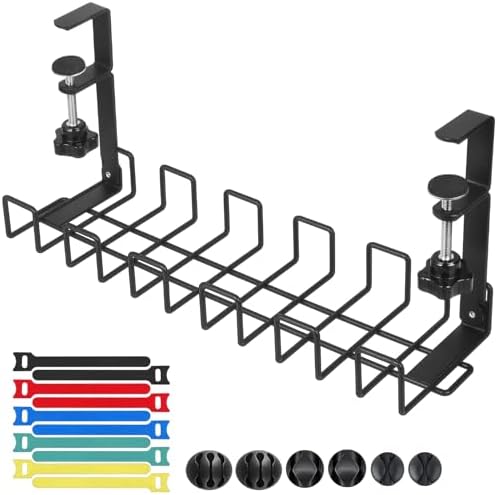Amazon.com: Under Desk Cable Management Tray, No Drill Under Desk Cable ...