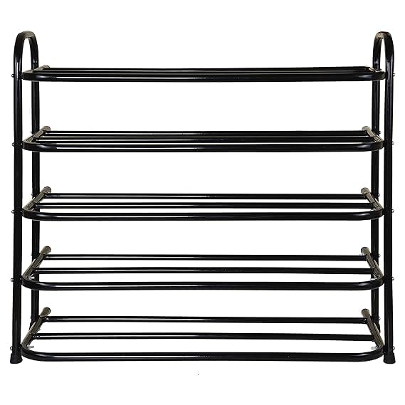 KORTEX Home Heavy Metal Shoe Rack (5 Shelves) Foldable Open Book Shelf ...