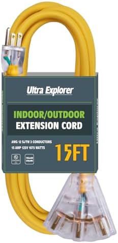 Amazon.com: Ultra Explorer 15 Ft Lighted Outdoor Extension Cord with 3 ...