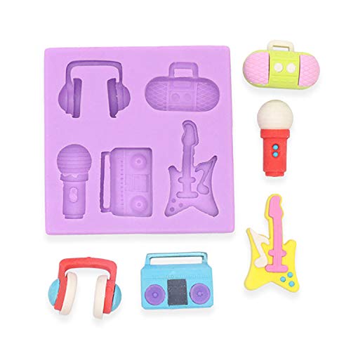 Rock Disco Fondant mold Boombox Microphone Radio Bass for Sugarcraft ...