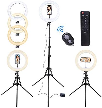 AGM 14" LED Ring Light with Tripod, Ring Light with Mobile Phone Holder ...