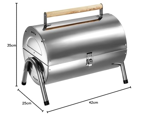 TecTake BBQ Grill portable rust-free stainless steel 2 grill areas ...