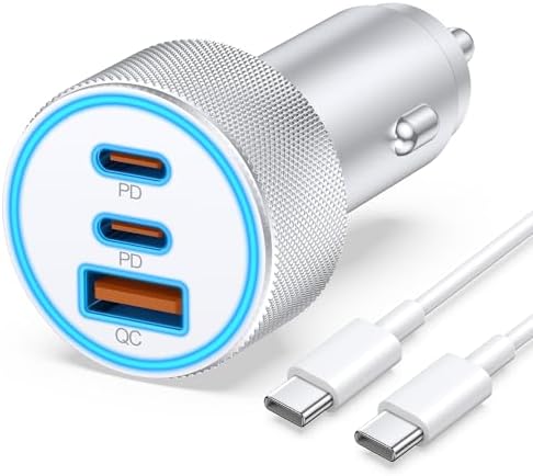 Amazon.com: 65W iPhone 15/16 Pro Max USB C Car Charger, 4-Port USB-C ...