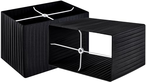 Black Medium Rectangular Hardback Lamp Shade 16" Wide x 8" Deep x 10 ...